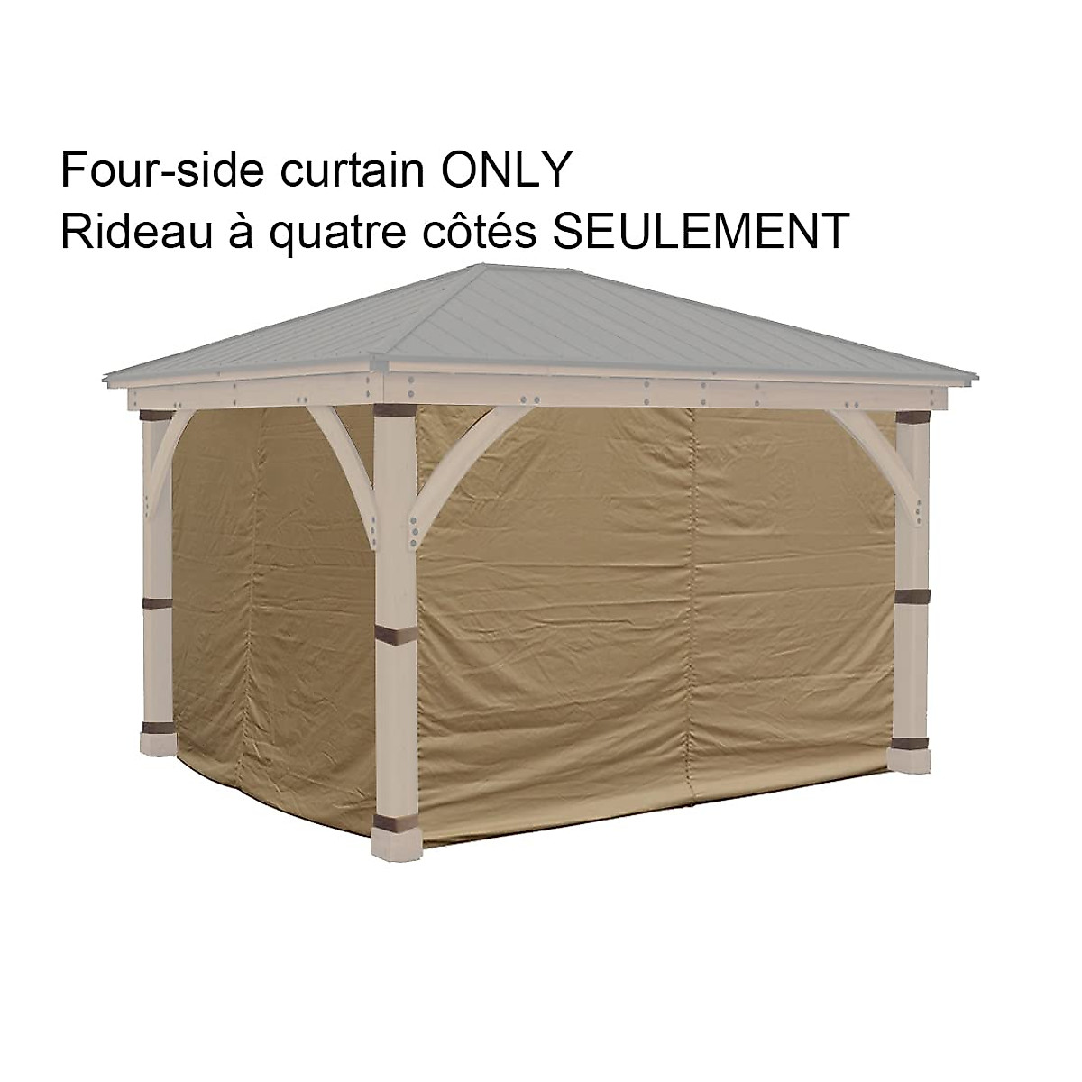 APEX GARDEN Replacement 4-Side Curtain for 11 ft. x 13 ft. Meridian Gazebo (Beige)