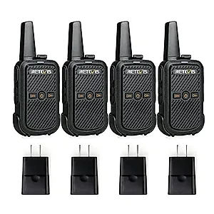 Retevis RT15 Small Walkie Talkies for Adults,Mini 2 Way Radio Rechargeable Long Range, USB Charging, Hands-Free Walky Talky for Camping Skiing Neighborhood Easter Basket Stuffers (4 Pack)