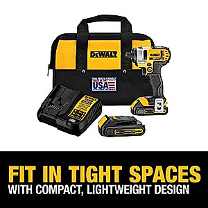 DEWALT 20V MAX* Cordless Drill Impact Driver Kit, 1/4-Inch (DCF885C2)