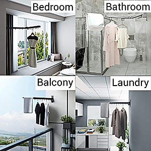 ZXFF Wall-Mounted Clothes Drying Rack, Suitable for Indoor and Outdoor Telescopic Clothes Poles, Can Be Rotated 180° Left and Right to Save Space (Color : A)