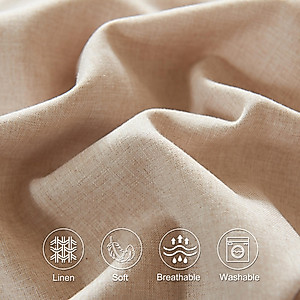 Fluzimir Premium Linen Textured Queen Size Duvet Cover Set - Bedding Sets 3 Pieces 90x90 Inches, Cream Beige,Thicker and Soft, with Zipper Closure and Corner Ties (Comforter Not Included)