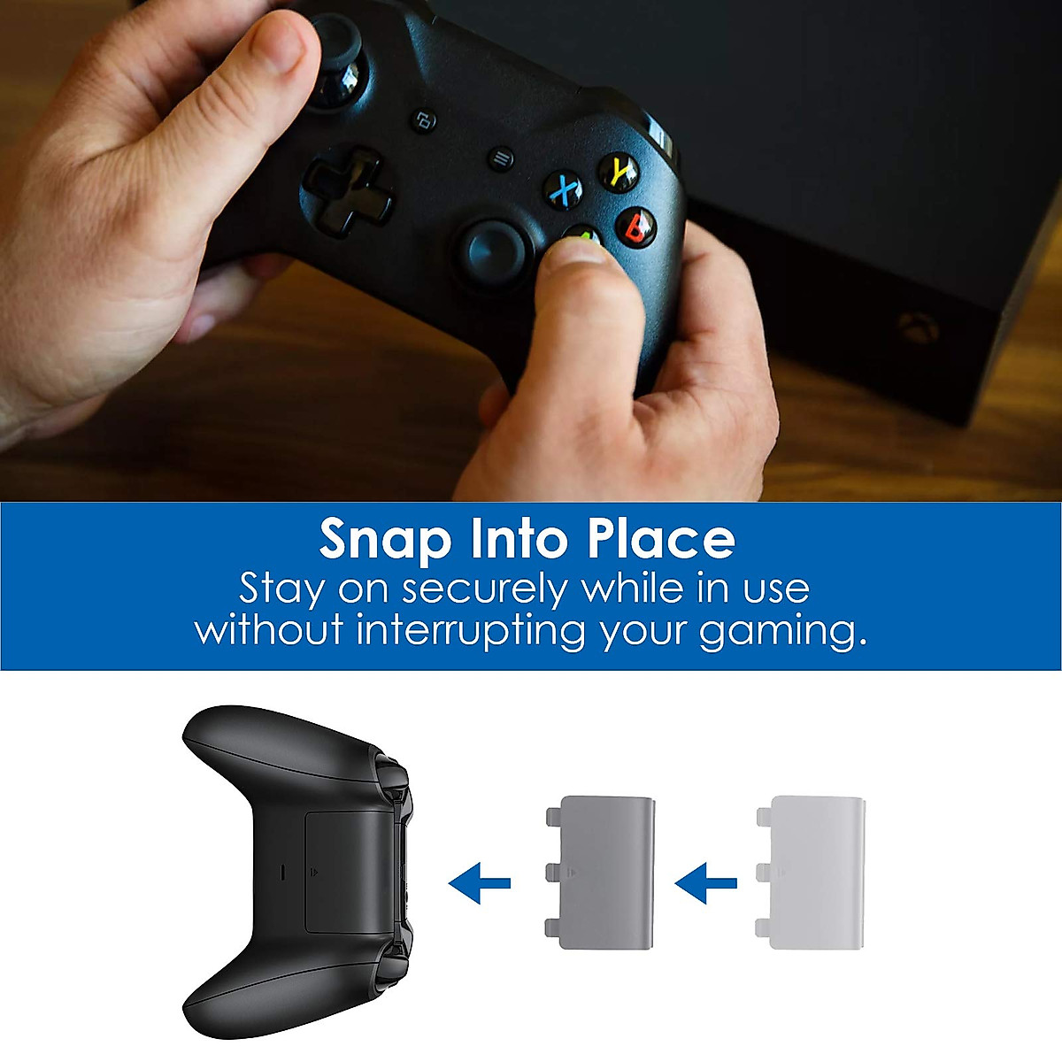 4 Pack Battery Back Cover for Xbox One/One S/One X Controller [NOT for Xbox Series X/S], Avorast Replacement Battery Back Shell Covers Compatible with Xbox One, One S, One X Controllers (Black)