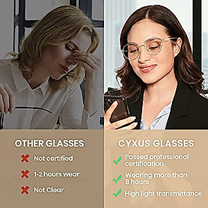 Cyxus Blue Light Glasses for Women Round Wire Frame UV Blocking Filter Computer Glasses Men Clear Lens Metal Eyewear Ultralight Relieve Digital Screen Eye Strain, Headache
