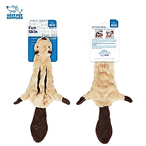 Best Pet Supplies 2-in-1 Stuffless Squeaky Dog Toys with Soft, Durable Fabric for Small, Medium, and Large Pets, No Stuffing for Indoor Play, Holds a Plastic Bottle - Squirrel, Medium