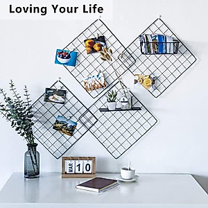 devesanter DS Grid Photo Wall Wire Grid Panel Picture Display Iron Decorative Rack Photograph Wall Ins Photo Wall 12x12 Inches Set of 4 (Black)