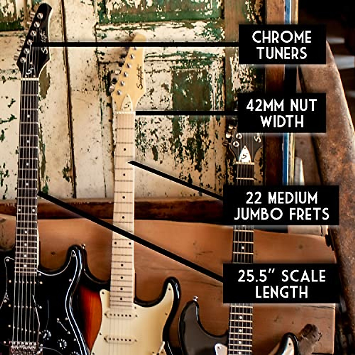 Sawtooth ST-ES-DBLP Daphne Blue Electric Guitar with Pearl White Pickguard