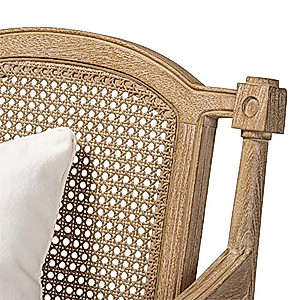 Baxton Studio Clemence Ivory Upholstered Whitewashed Wood Armchair