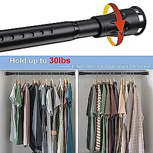 Closet Rods for Hanging Clothes - 30 to 45 inch Adjustable Closet Poles for Hanging Clothes No Drilling, Stainless Steel Heavy Duty Clothes Rod for Closet, Wardrobes