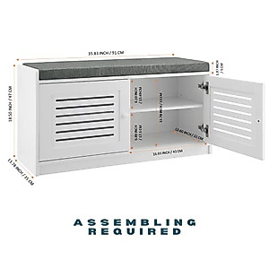 Sturdis Shoe Storage Bench White - Cushion Seat - Adjustable Shelves - Soft-Close Hinges - for Comfort & Style, Perfect for Entryway First Impression!