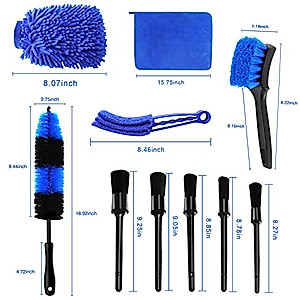 Titeney 10 Pieces Car Cleaning Tools Kit, Auto Wheel Detailing Brush Set Including Long Handle Wheel Brush, Short Handle Brush, Detailing Brush, Air Outlet Brush, Car Wash Mitt and Towel…