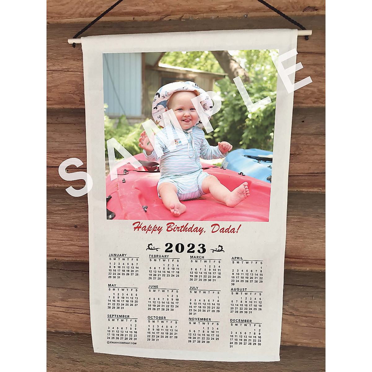 Personalized Photo Cloth Calendar, Photo W/Caption, 12 months calendar from Jan. 2024 - Dec. 2024, Perfect for gifts, office, and home
