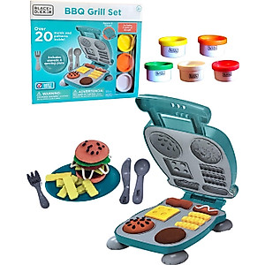 TOY DEALS USA, Cooking Toy Set, Kitchen Toy Set, Toy BBQ Grill Set, Little Chef Play, Kids Grill Playset, Interctive BBQ Toy Set for Toddlers, 20 Molds & Patterns Inside Plus 5 Pots of Dough