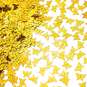 Gold Butterfly Party Table Confetti - Wedding Anniversary Birthday Mothers Day Party Foil Metallic Sequin Confetti Engagement Bridal Shower Bachelorette Party Sprinkle Scatter Confetti Decoration, 60g