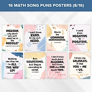Decorably 16 Math Posters for Middle School, 11x14in Matte-Laminated Educational High School Math Classroom Decor