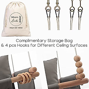 Mass Lumber Canvas Baby Swing Seat with Safety Belt, Ceiling Hardwares, Storage Bag – Toddler Swings for Outside Baby Swing Outdoor Infant Swing Outdoor Baby Swings for Infants Outdoor Toddler Swing