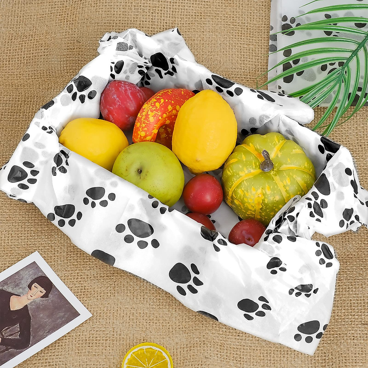 Kavoc 60 Sheets 20 x 20 Inch Dog Paw Print Tissue Paper Puppy Paws Gift Wrap Tissue for Gift Bags Wrapping Paper Rustic Art Holiday Wrapping Paper for DIY Crafts