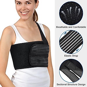Rib Brace Chest Belt for Men and Women, Breathable Rib Chest Support Brace Dislocated Ribs Postoperation Belt for Rib Muscle Injuries, Bruised Ribs or Rib