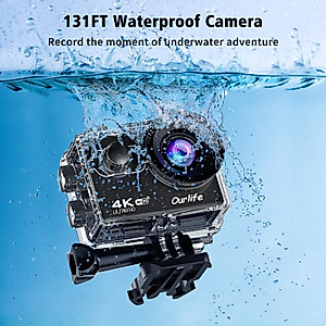 Waterproof 4K Action Camera Underwater 131FT, 4K 30FPS 16MP WiFi Ultra HD Video Camera for Vlogging Recording, Anti-shake Digital Sports Camera for Photography, Remote Control 4xZoom,170°Wide Angle
