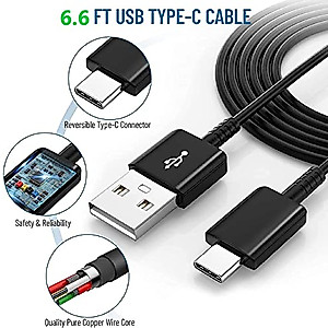 Samsung Fast Charger with USB Type C Cable 6ft for Samsung Galaxy S10/S10e/S10 Plus/S9/S9 Plus/S8/S8 Plus/A13/A03s/A30/A31/A32/A50/A51/A52/A53/Note 20/Note 10/Note 9/Note 8/S20/S20+/S21/S21+/S22 Ultra