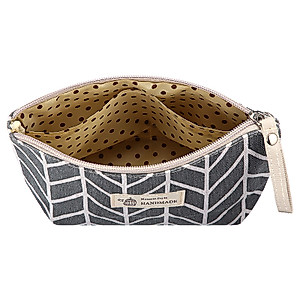 Boao 6 Pieces Canvas Cosmetic Bags Pouches for Purse with Zipper Printed Makeup Bag Multi Function Canvas Travel Pouch Organizer Pouch for Women Vacation Travel, 6 Styles(Grid Style)