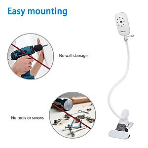 BECEMURU Baby Monitor Mount Camera Shelf, Flexible Strong Clip Clamp Mount Bracket Compatible for ANMEATE SM24/Goodbaby UU24/Babysense V24US Camera,No Drilling Mounting