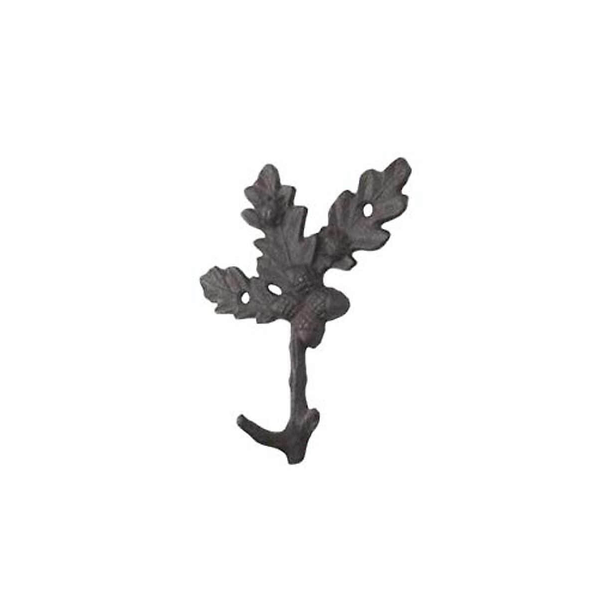 Handcrafted Nautical Decor Cast Iron Oak Tree Leaves with Acorns Decorative Metal Tree Branch Hooks 6.5"