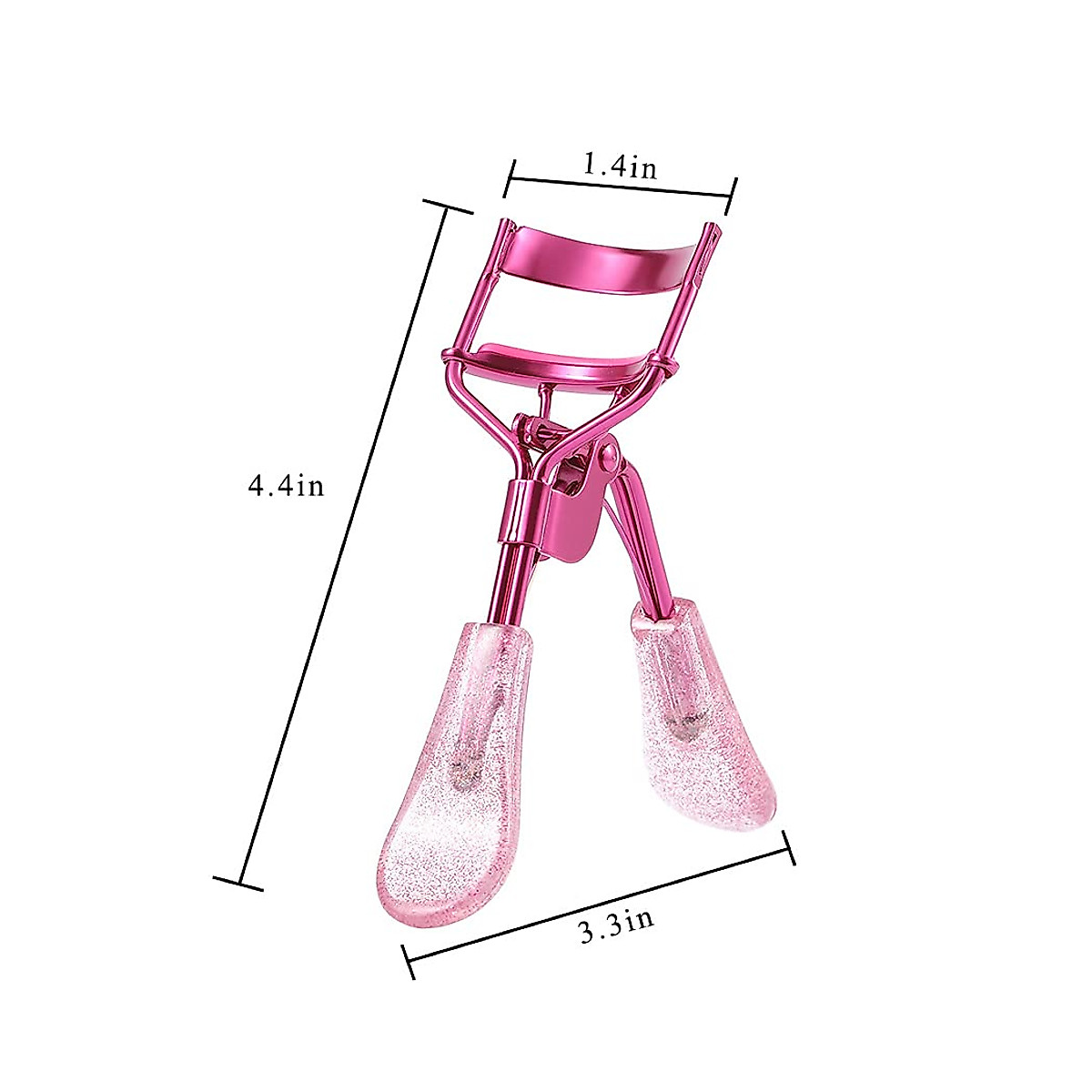 Uranian Eyelash Curlers Pink Lash Curler with 2 Silicone Refill Pads Glitter Handle Eye Lashes Curler Eyelashes Tool for Women and Girls (Pink)