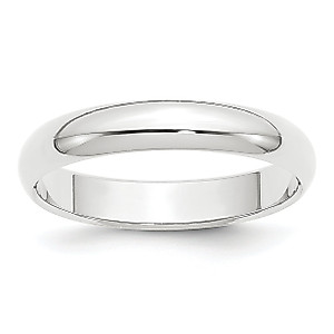 Jewelry Stores Network Solid Platinum 4 mm Comfort Fit Rounded Wedding Band Ring Size 5.5