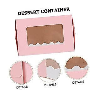 Baluue 12pcs Packaging Boxes Packing Box Clear Cake Stand Pink Containers Mini Cake Boxes Transparent Cake Box Cake Packing Box Disposable Cupcake Containers White Card Pink Dessert Box
