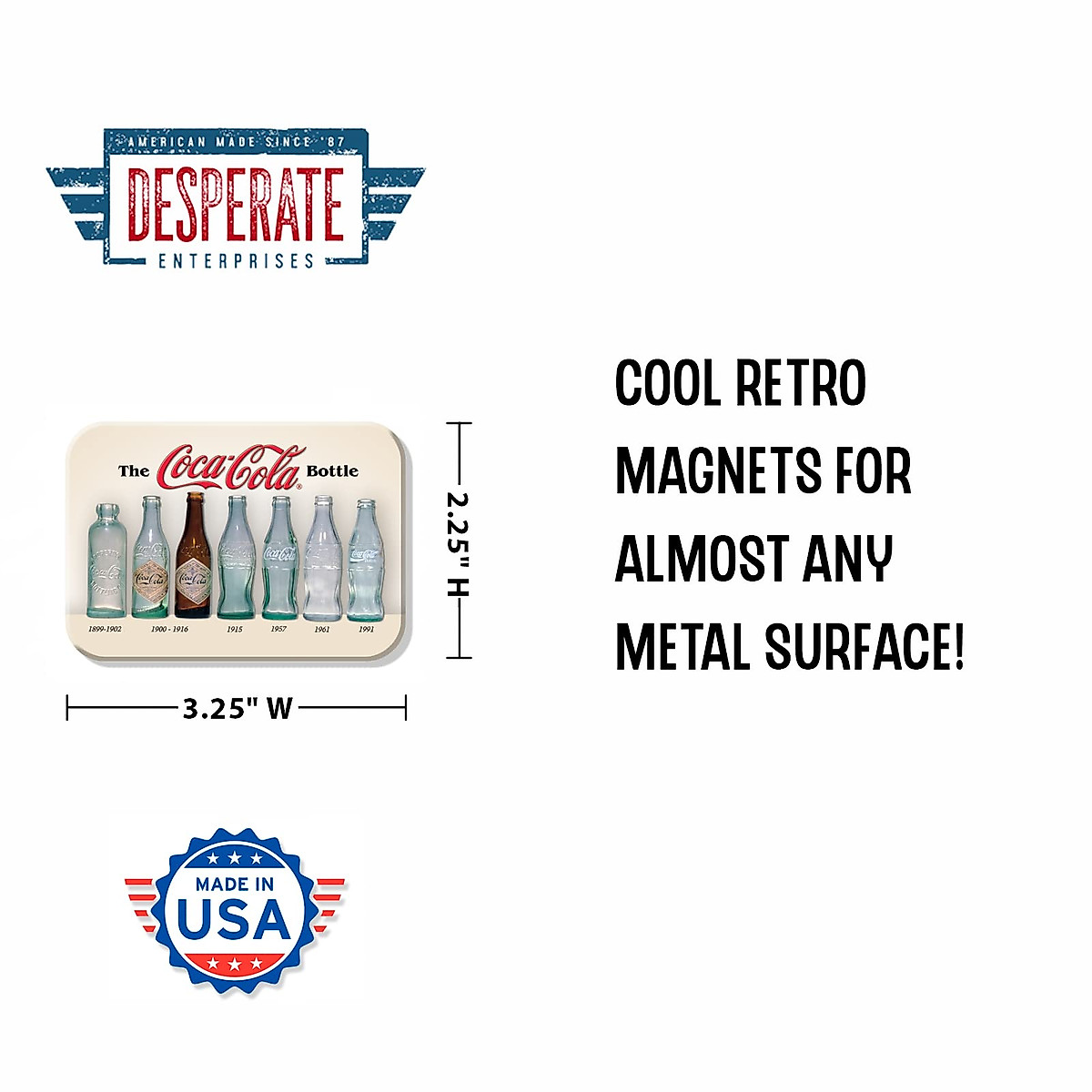 Desperate Enterprises Coke - Bottle History Refrigerator Magnet - Funny Magnets for Office, Home & School - Made in The USA