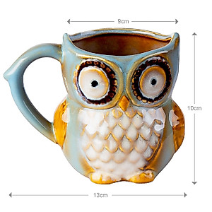 Berry President Owl Coffee Mug, Morning Ceramic Coffee Mug, Tea Cup for Office and Home, Dishwasher and Microwave Safe (12 oz, Cyan)