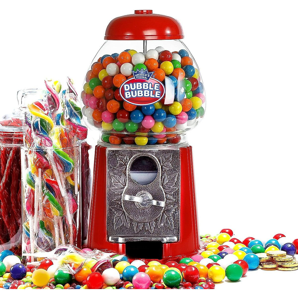 Gumball Machine For Kids 9" - Candy Dispenser Machine - Coin Operated Double Bubble Bubble Gum Machine And Toy Bank - Mini Gumball Machine Holiday Christmas Gift Toys For Girls and Boys