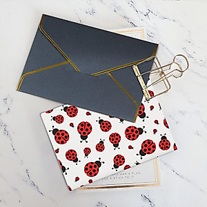 PAILON Fresh Ladybug Thank You Cards With Envelopes, Blank Greeting Note Cards With Envelopes Blank Inside, Funny Birthday Cards For Women Men, Thank You Card For Wedding Business,Graduation