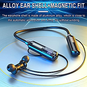 Gspmoly Halter Neck Sport Digital Display LED Earphone, Can Be Inserted Into The Card, Bluetooth Running Earphone in-Ear Noise Canceling Waterproof Headset for iOS/Android, Ideal Xmas Gift