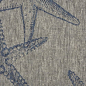Ox Bay Celeste Coastal Starfish Indoor/ Outdoor Area Rug, Gray/Navy, 5' x 7'