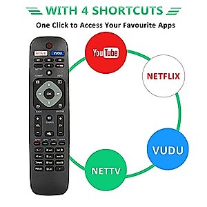 Newest Universal Philips TV Remote Control NH500UP for Philips LCD LED 4K UHD Smart TVs with Netflix Vudu YouTube Nettv Button