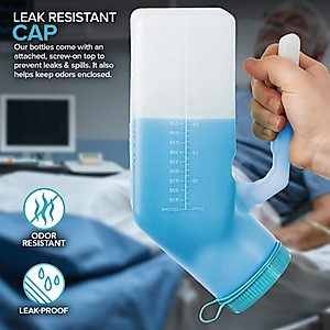 35 oz Male Urinal Bottle- Durable Plastic Urinal Bottle - Portable Urinal Bottle - Urinal Bottle with Leakproof Screw-On Lid - Urinal Bottle with Easy-to-Read Measurement Lines - Stock Your Home