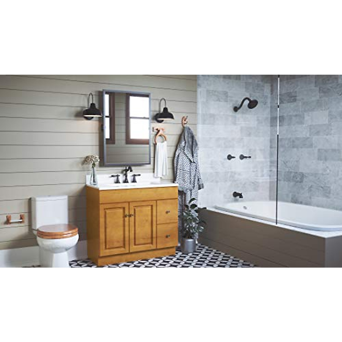 Design House 523472 Oakmont Classic Bath and Shower Trim with Single-Function Shower Head, 2-Handle Faucet and Valve for Bathroom, Oil Rubbed Bronze