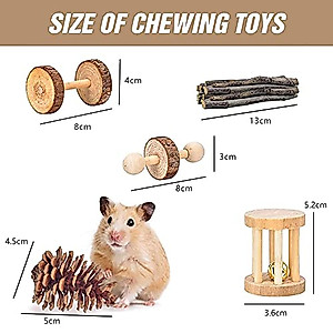 LALFPET Hamster Chew Toys,Pet Natural Wooden 12pcs Dumbbells Exercise Bell Roller Tunnel Tube ect.Teeth Care Molar Toy for Parrot Syrian Hamster Gerbil Rat Guinea Pig Gerbil ect.Small Animals