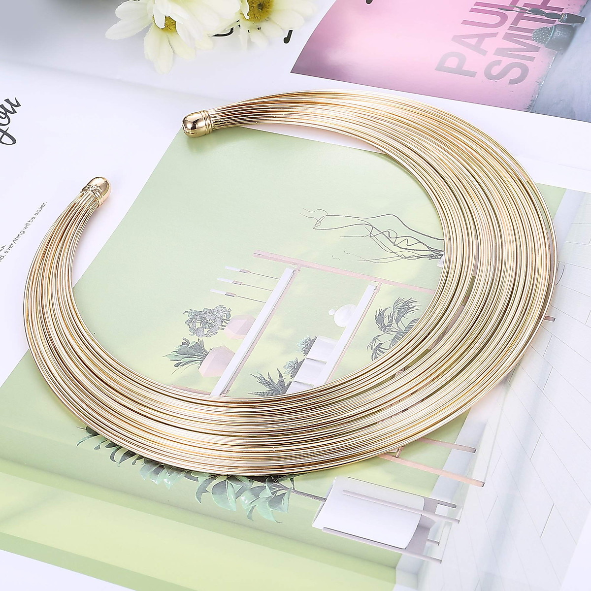 ORAZIO Bib Choker Statement Necklaces for Women Cuff Bracelet Open Hoop Stud Earrings Ring African Chunky Costume Jewelry Set