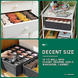 9 Pack Sock Underwear Drawer Organizer Dividers, 122 Cells Fabric Foldable Dresser Drawer Organizers for Bra, Sock, Undies, Belt, Tie, Scarf