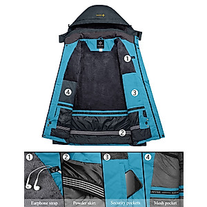 GEMYSE Women's Mountain Waterproof Ski Snow Jacket Winter Windproof Rain Jacket (Acid Blue, XXLarge)