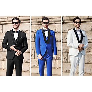 MAGE MALE Men's 3 Piece Suit Slim Fit Solid Shawl Lapel One Button Party Wedding Tuxedo Suits Blazer Jacket Vest Pants Set Dark Green