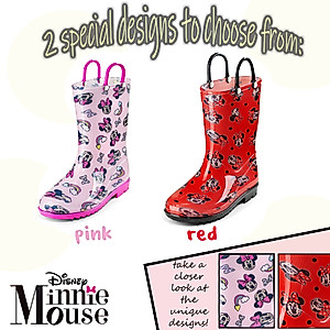 Disney Minnie Mouse Girls Pink PVC Rainboots - Easy-On Handle - Size 6 Toddler