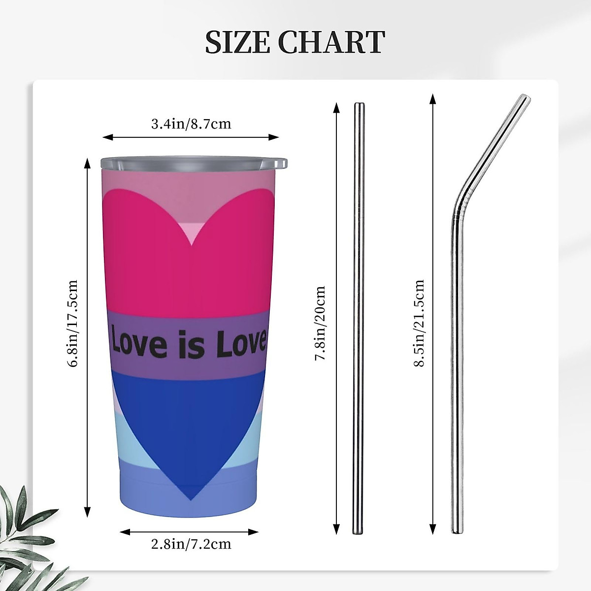 Uniwneds Lgbtq Bisexual Pride Mugs Stainless Steel Tumbler With Lid And Straw 20 Oz Insulated Travel Coffee Mugs Cap Bottle Gifts For Women Men