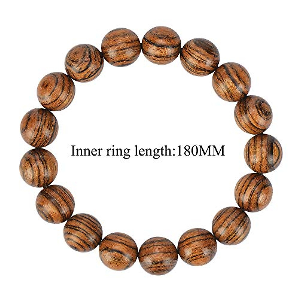 anzhongli Prayer Beads Bracelet 12MM for Men and Women Beaded Bracelet Sandalwood Elastic(12mm 17 beads Tiger skin)