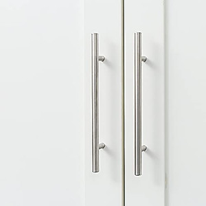 Voohek, White Wardrobe Closet with 2 Doors and Hanging Rod, Kitchen Cabinet 3 Partitions to Separate 4 Storage Spaces for Bedrooms, Dining Room, Entryway, Large