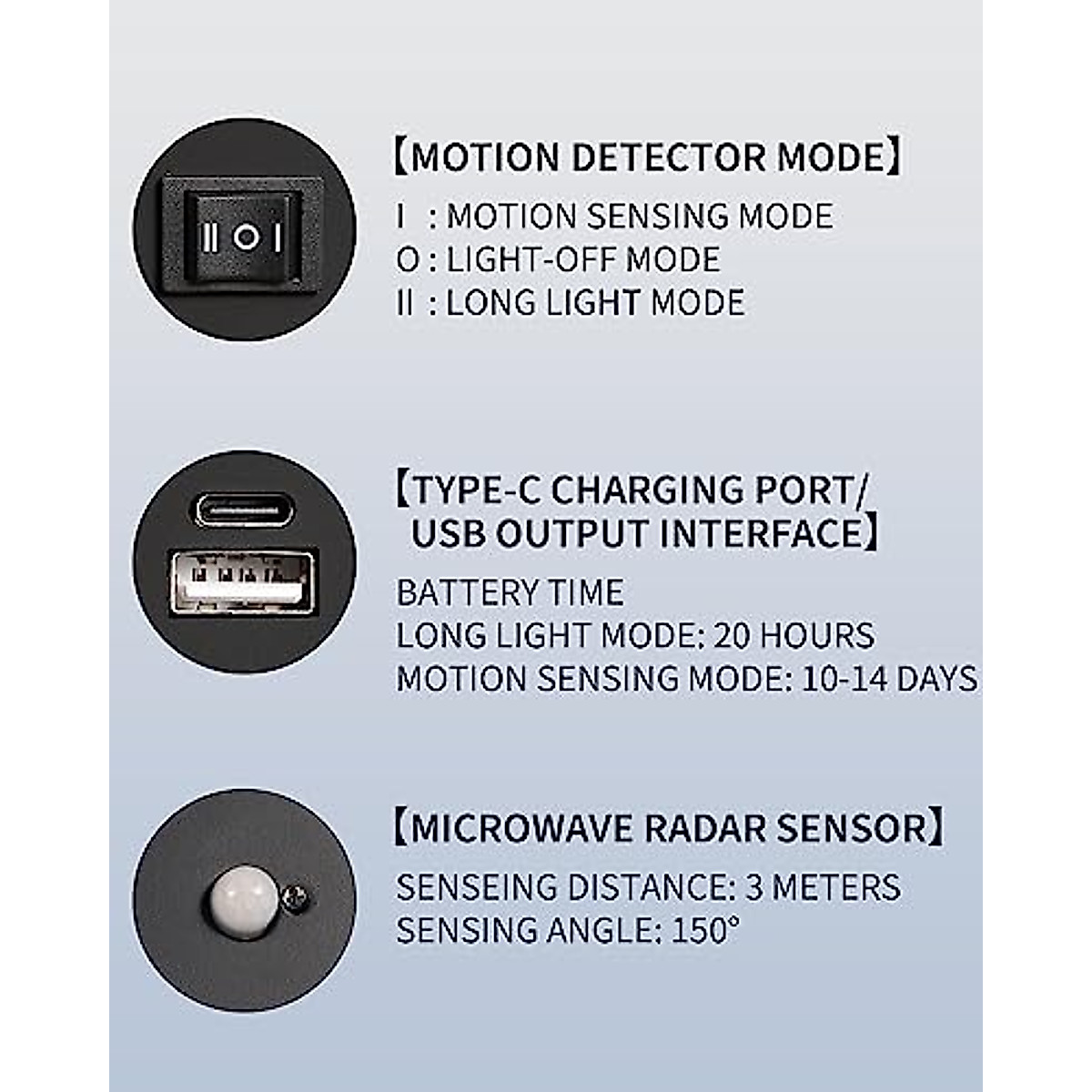 pasentel Motion Sensor LED Wall Sconces, 2-Pack Acrylic USB Rechargeable Wall Light Battery Operated Night Light Indoor Led Wireless Wall Lamp for Stairs, Hallway, Bathroom, Bedroom, BD025-LEB-BK2