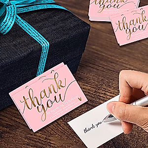 FAMALL 540 Pieces Thank You Stickers and Cards Set, 1.5 inch Thank You for Supporting My Small Business Adhesive Labels, Resealable Packaging Bag, Suitable for Envelopes, Gift Bags Packaging (Pink)