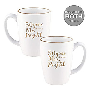 Canopy Street 50th Anniversary Mug Set / 50th Anniversary Mr. And Mrs. Always Right Coffee Mugs / 15 Ounce Anniversary Mugs/Fiftieth Anniversary Party
